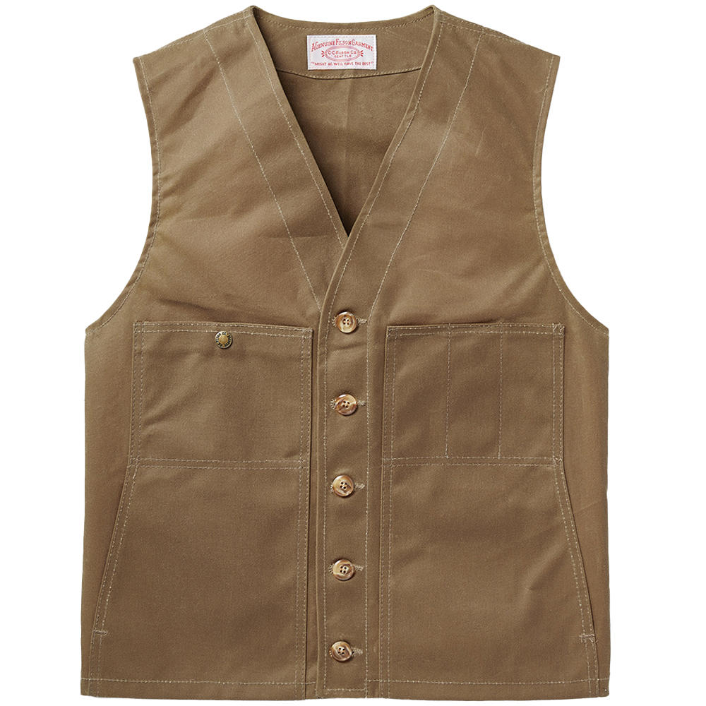 Filson Oil Tin Cloth Vest, Dark Tan | dark tan | M | 818028