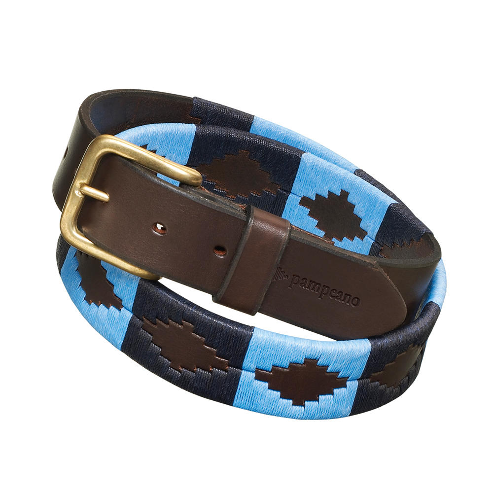 Polo Belt, Cowhide | Azules: dark brown leather with embroidery in ...
