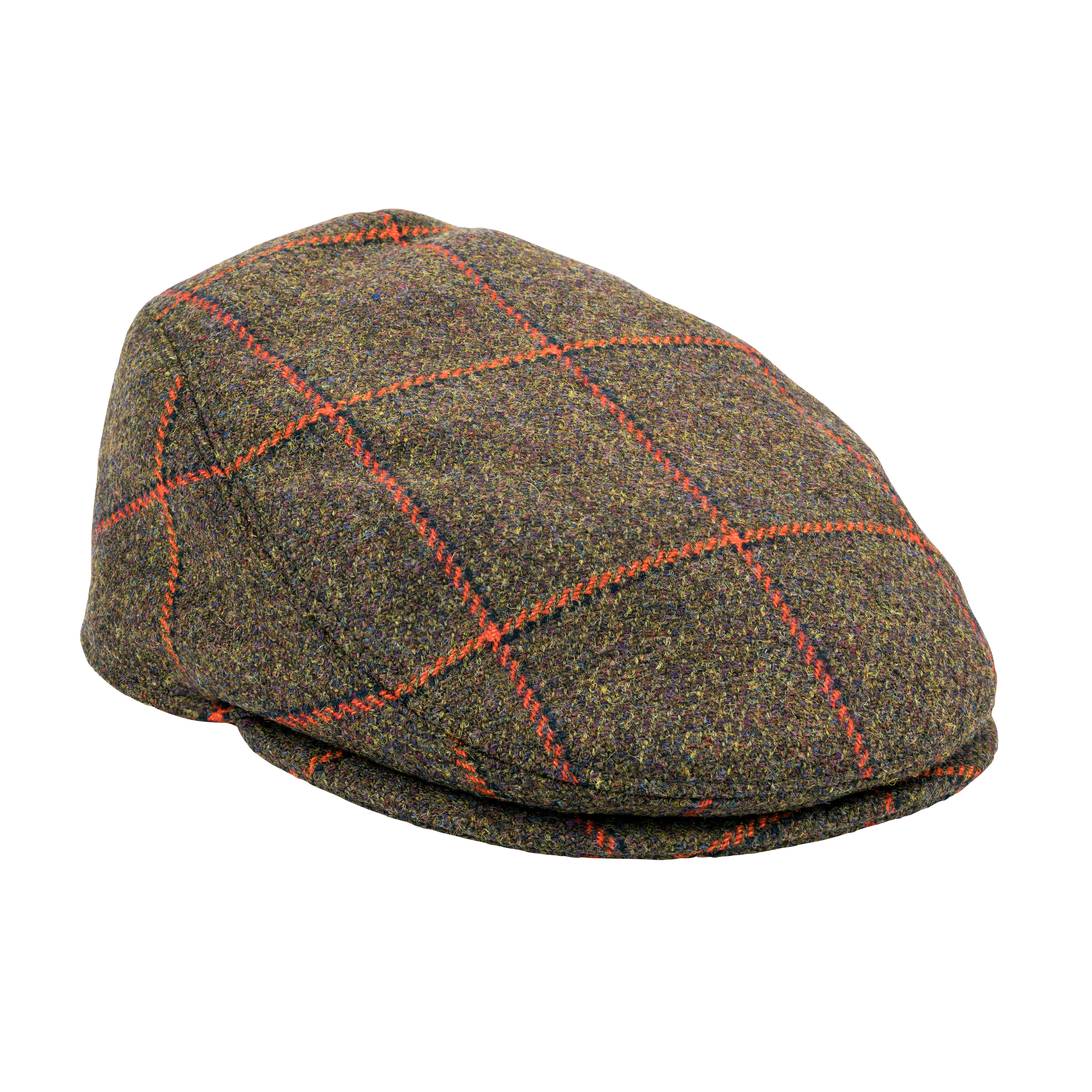 The GunDog Affair »Norfolk« Tweed Flat Cap | green/brown/orange | 59 ...